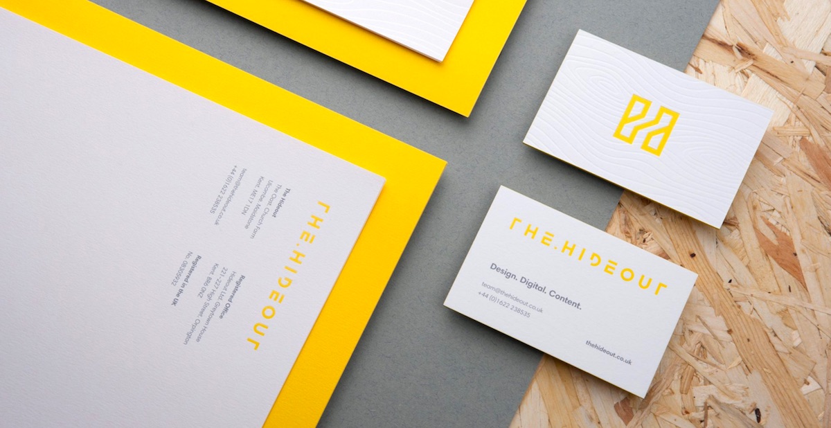 The Hideout White Foil on White Paper Business Card - PaperSpecs